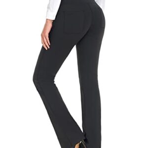 Safort 28" 30" 32" 34" Inseam Regular Tall Bootcut Yoga Pants, 4 Pockets, UPF50+, Black, L