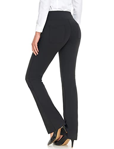 Safort 28" 30" 32" 34" Inseam Regular Tall Bootcut Yoga Pants, 4 Pockets, UPF50+, Black, L