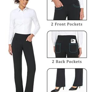 Safort 28" 30" 32" 34" Inseam Regular Tall Bootcut Yoga Pants, 4 Pockets, UPF50+, Black, L