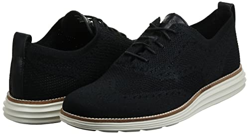 Cole Haan Men's Original Grand Knit Wing TIP II Sneaker, BLACK/IVORY, 10 M US