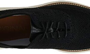 Cole Haan Men's Original Grand Knit Wing TIP II Sneaker, BLACK/IVORY, 10 M US