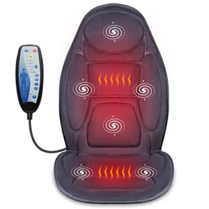 snailax vibration massage seat cushion with heat 6 vibrating motors and 2 heat levels, back massager, massage chair pad for home office use