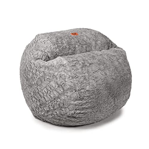 CordaRoy's Faux Fur Bean Bag Chair, Convertible Chair Folds from Bean Bag to Lounger, As Seen on Shark Tank, Grey - Full Size