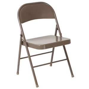 flash furniture hercules series double braced beige metal folding chair