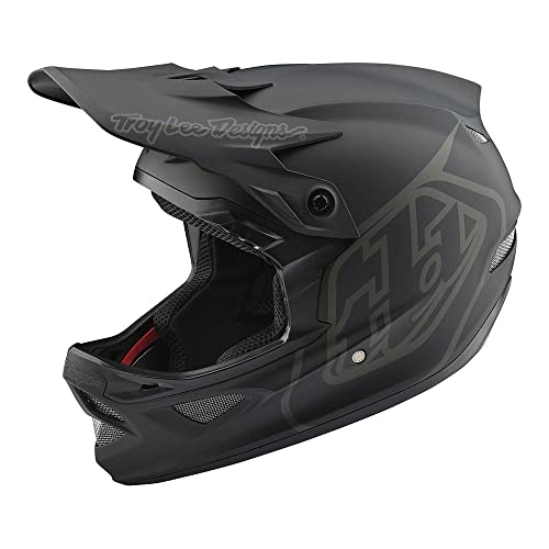 Troy Lee Designs D3 Fiberlite Mono Full-Face Downhill BMX Mountain Bike Adult Helmet with TLD Shield Logo (2XLarge, Black)