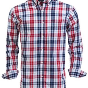 Double Pump Mens Button Down Shirts Cotton Long Sleeve Shirts Regular Fit (SL02A,L)