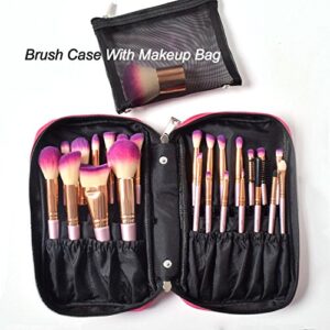 JAF 26pcs Professional Pink Makeup Brushes Set with Case Vegan Synthetic Brushes Set in Zipper Bag Holder Cosmetic Big Makeup Tools Kit for Face Contour Highlighter