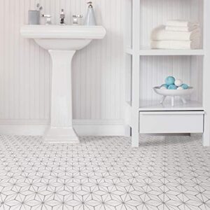 FloorPops FP2481 Kikko Peel Stick Floor Tiles, White & Off-White