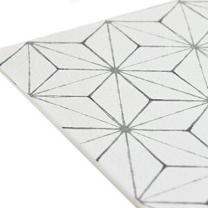 FloorPops FP2481 Kikko Peel Stick Floor Tiles, White & Off-White