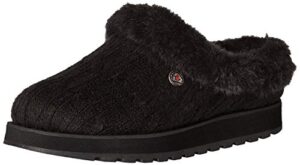 skechers women's ice angel slipper, black/black, 9