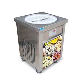 kolice commercial etl ul nsf fry ice cream rolled machine, fried ice cream machine, roll ice cream machine, snack food equipment-22" single round pan, auto defrost, smart ai temperature controller