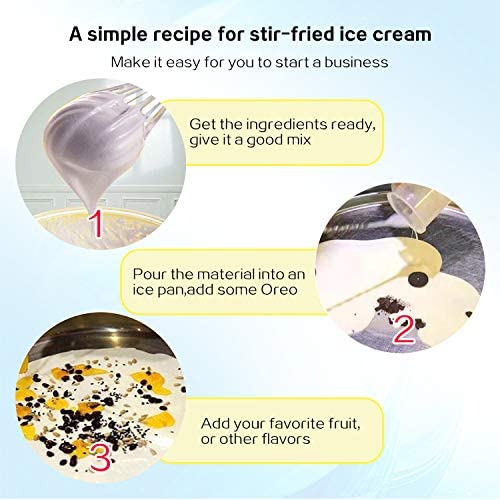 Kolice Commercial ETL UL NSF fry ice cream rolled machine, fried ice cream machine, roll ice cream machine, snack food equipment-22" single round pan, auto defrost, smart AI temperature controller