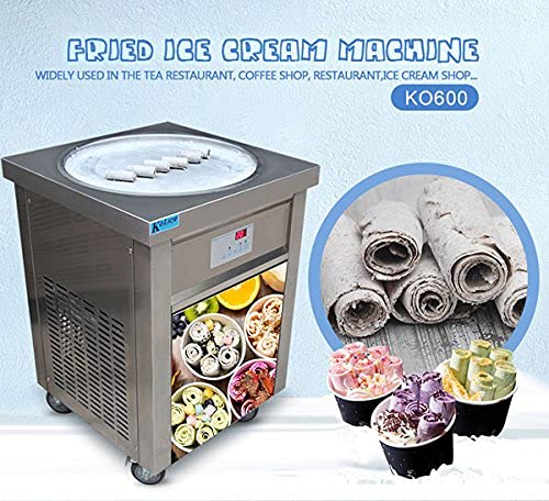 Kolice Commercial ETL UL NSF fry ice cream rolled machine, fried ice cream machine, roll ice cream machine, snack food equipment-22" single round pan, auto defrost, smart AI temperature controller