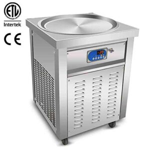 Kolice Commercial ETL UL NSF fry ice cream rolled machine, fried ice cream machine, roll ice cream machine, snack food equipment-22" single round pan, auto defrost, smart AI temperature controller