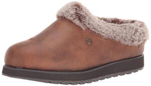 skechers women's keepsakes-r e m faux fur lined shootie with memory foam slipper, brown, 9