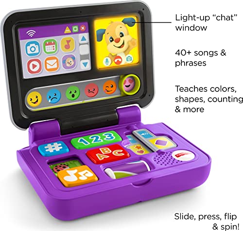 Fisher-Price Laugh & Learn Baby Toy Click & Learn Laptop Pretend Computer with Music and Lights for Ages 6+ Months (Amazon Exclusive)