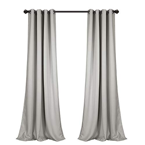 Lush Decor Insulated Grommet Blackout Curtains Panel Pair, 52"W x 95"L, Light Gray