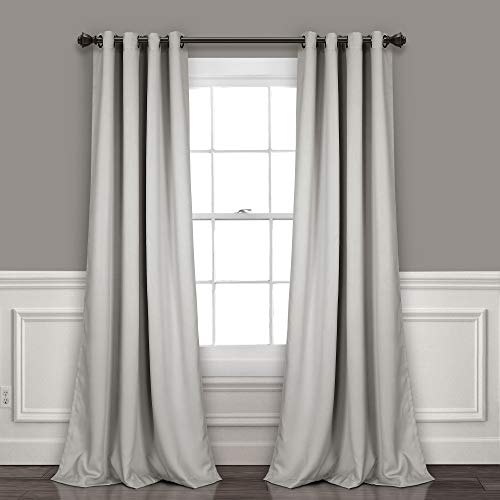 Lush Decor Insulated Grommet Blackout Curtains Panel Pair, 52"W x 95"L, Light Gray