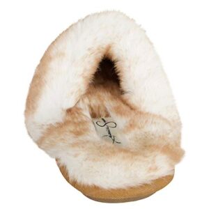 Jessica Simpson Women's Comfy Faux Fur House Slipper Scuff Memory Foam Slip on Anti-Skid Sole, Tan, Large