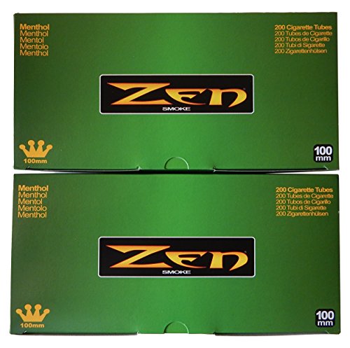 Zen Menthol 100mm Cigarette Tubes – 2 Pack, 400 Tubes Total