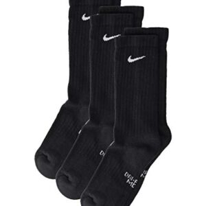 NIKE Kids Performance Cushioned Crew Training Socks (3 Pair) (Black/White, S)