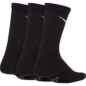 NIKE Kids Performance Cushioned Crew Training Socks (3 Pair) (Black/White, S)