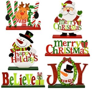 6 christmas table decorations for dinner party coffee table snowman santa reindeer noel joy believe merry christmas happy holidays centerpiece