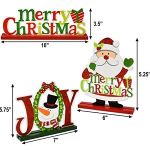 6 Christmas Table Decorations for Dinner Party Coffee Table Snowman Santa Reindeer Noel Joy Believe Merry Christmas Happy Holidays Centerpiece