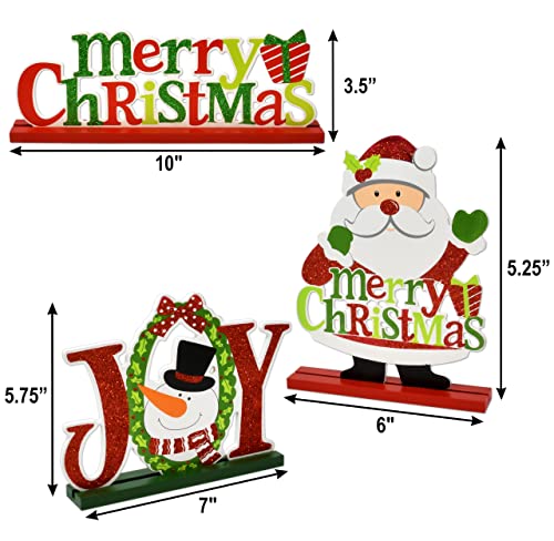 6 Christmas Table Decorations for Dinner Party Coffee Table Snowman Santa Reindeer Noel Joy Believe Merry Christmas Happy Holidays Centerpiece