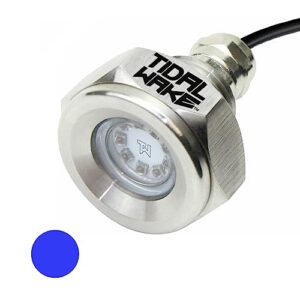 tidal wake ip68 underwater 1/2in standard boat drain plug led light built-in driver & overheat protection 3 yr/50,000hr warranty, 316 stainless steel, 12-30v/27w,1800 lumen w/storage bag (blue)