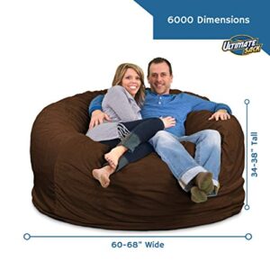 ULTIMATE SACK 6000 Bean Bag Chair w/Footstool: Giant Foam-Filled Furniture - Machine Washable Covers, Double Stitched Seams, Durable Inner Liner, and Virgin Foam Footstool Incl.(Electric Blue, Suede)