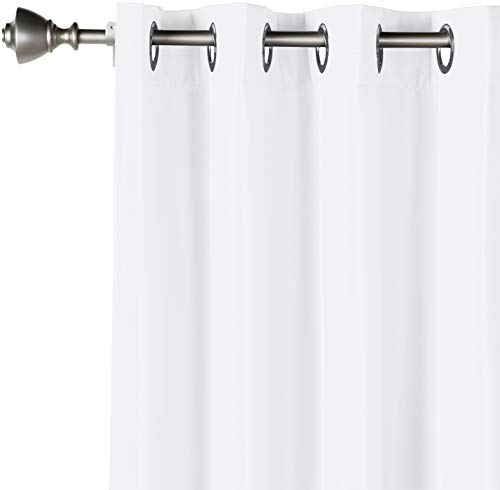 Amazon Basics Room Darkening Blackout Window Curtain with Grommets, 52 x 96 Inches, White - Set of 2