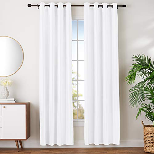 Amazon Basics Room Darkening Blackout Window Curtain with Grommets, 52 x 96 Inches, White - Set of 2