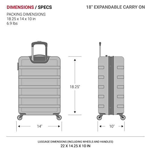 SwissGear 7366 Hardside Expandable Luggage with Spinner Wheels, White, Carry-On 19-Inch