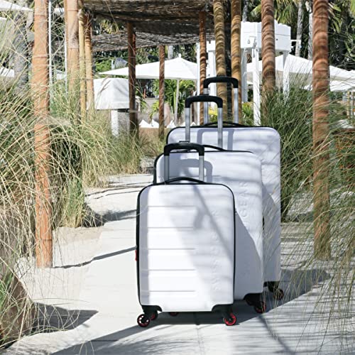 SwissGear 7366 Hardside Expandable Luggage with Spinner Wheels, White, Carry-On 19-Inch