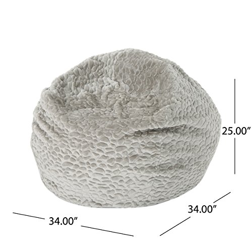 Christopher Knight Home Laraine Furry Glam Grey Pebble Pattern Faux Fur 3 Ft. Bean Bag, Small