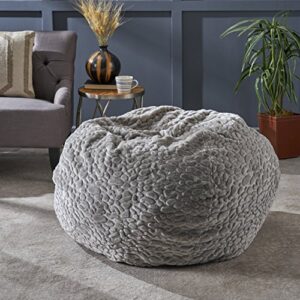 Christopher Knight Home Laraine Furry Glam Grey Pebble Pattern Faux Fur 3 Ft. Bean Bag, Small