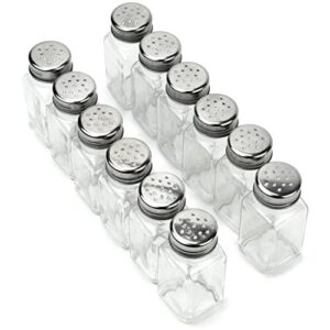 back of house ltd. salt & pepper, spices, seasonings shakers - stainless steel & glass restaurant home kitchen - 12 standard