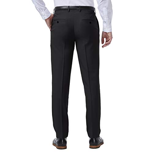 Haggar Men's Premium Comfort Dress Slim Fit Flat Front Pant, Black, 29W x 32L