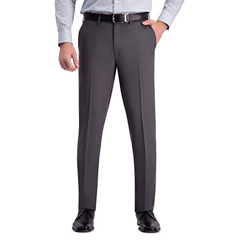 Haggar mens Premium Comfort Stretch Slim Fit Dress Pants, Grey, 34W x 29L US