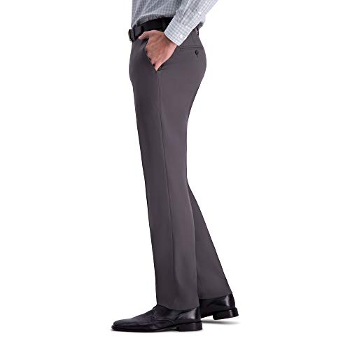 Haggar mens Premium Comfort Stretch Slim Fit Dress Pants, Grey, 34W x 29L US