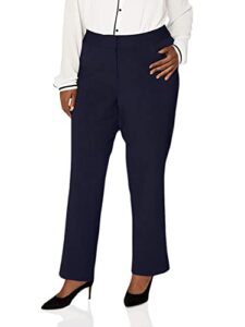 rafaella womens curvy fit slim leg gabardine pants, navy, 18 us