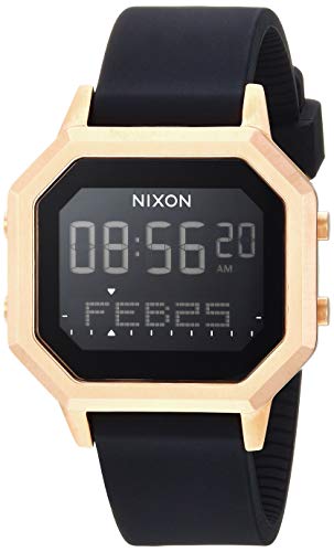 NIXON Siren SS A1211 - Black/Rose Gold - 100m Water Resistant Women's Digital Sport Watch (36mm Watch Face, 18mm-16mm Silicone Band)