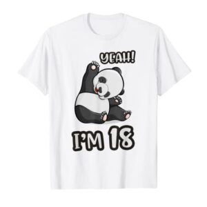 18th Birthday Panda T-Shirt yeah im 18 Years old girl Gift T-Shirt