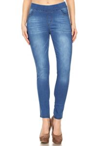 women's stretch pull-on skinny ripped distressed denim jeggings pants 3xl blue-69