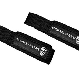 Gymreapers Lifting Wrist Straps for Weightlifting, Bodybuilding, Powerlifting, Strength Training, & Deadlifts - Padded Neoprene with 18" Cotton (Black)