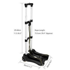 Kemanner Lightweight Folding Hand Truck Portable Luggage Cart with Wheels & Bungee Cord for Personal, Moving, Travel and Shopping Use - Support 80lbs Capacity (Black)