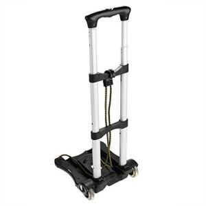 Kemanner Lightweight Folding Hand Truck Portable Luggage Cart with Wheels & Bungee Cord for Personal, Moving, Travel and Shopping Use - Support 80lbs Capacity (Black)