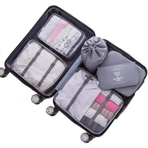 adwaita 6 set packing cubes, travel luggage packing organizers (grey)