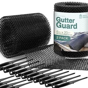 Home Intuition 2-Pack Leader and Gutter Guard from Leaves, Twigs, Branches Plastic Mesh Guards Leaf Protector 6" inch Wide 40' Feet Long Total